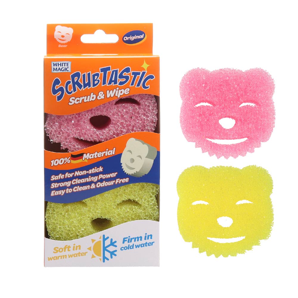 White Magic Scrubtastic Scrub & Wipe Sponge Original 2 Pack
